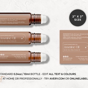 Essential Oil Roller Bottle Label Template Printable Canva, Editable ...