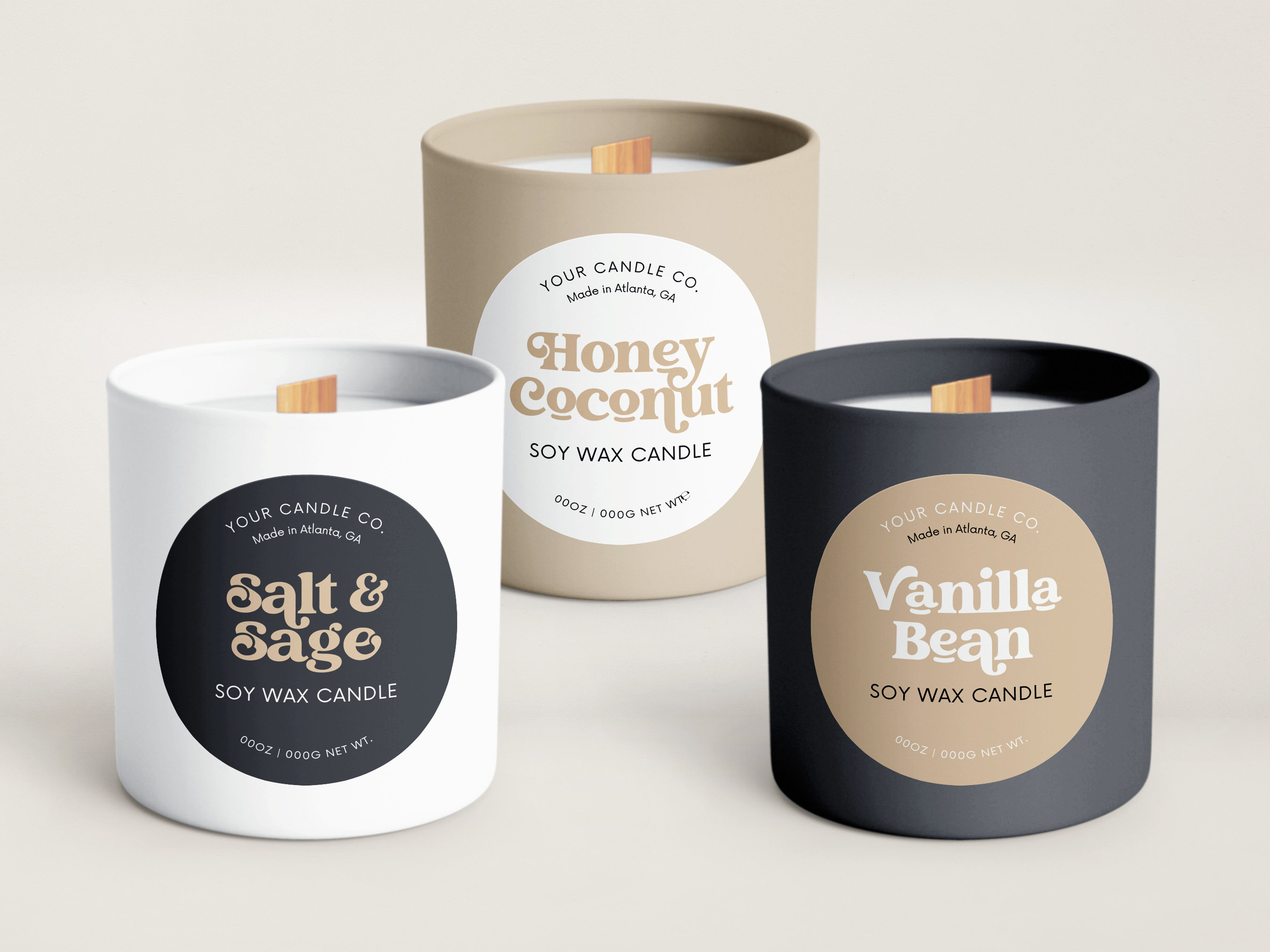 Printable Round Candle Label Template Canva, Modern Candle Label Design ...
