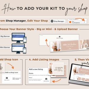 Etsy Shop Cover Banner Kit Canva, Editable Boho Etsy Store Branding Set ...