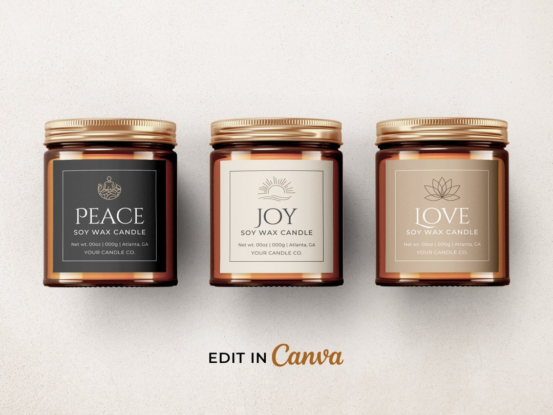 Printable Candle Labels Template Canva, Modern Candle Label Design, DIY ...