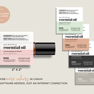 Essential Oil Bottle Label Template Canva, Printable Roller Label ...