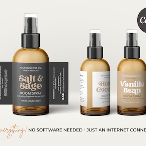 Editable Room Spray Label Template Canva, Linen Spray Bottle Label ...