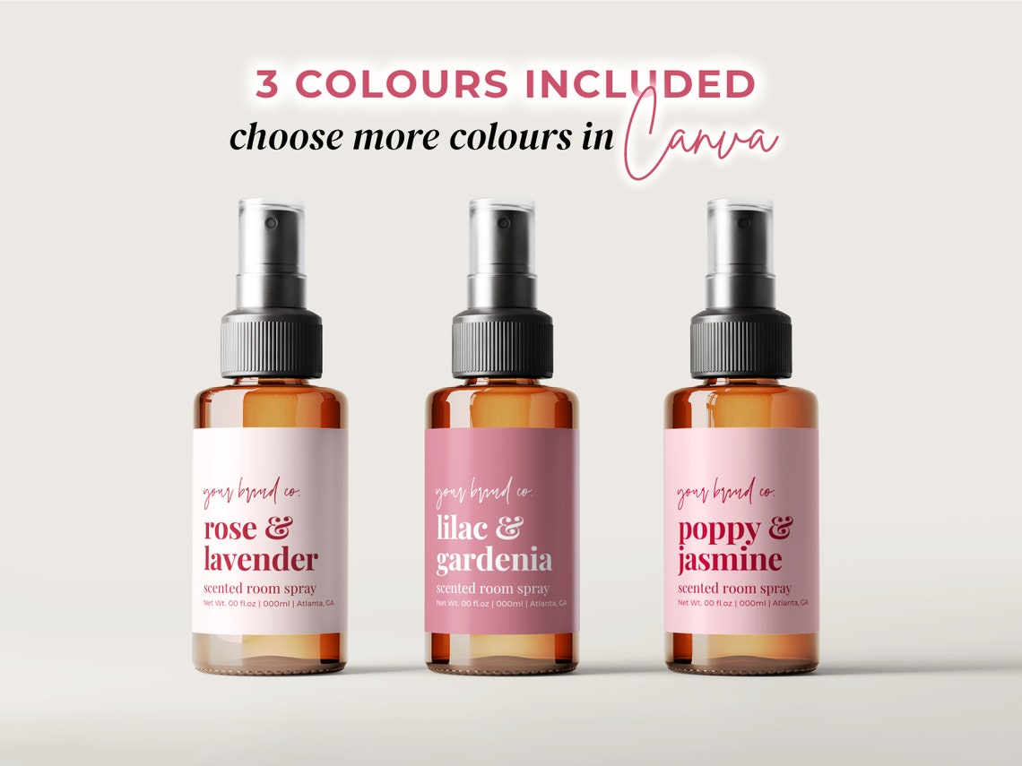 Editable Room Spray Label Template: Canva Printable (2oz 4oz) - Etsy