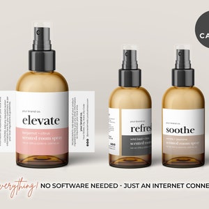 Editable Room Spray Label Template Canva, Linen Spray Bottle Label ...