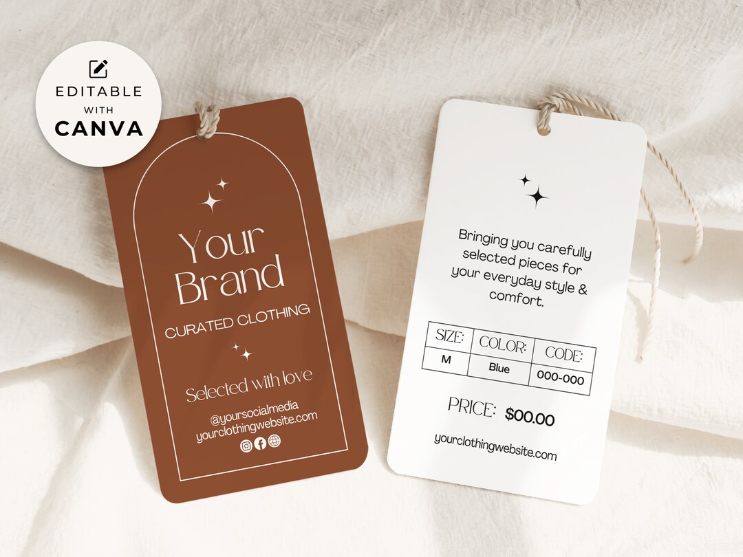 Printable Clothing Hang Tag Template Canva, Editable Boho Swing Tag ...