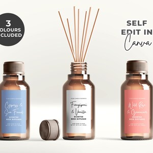 Reed Diffuser Label Template Canva, Editable Modern Room Fragrance ...
