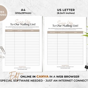 Printable Email List Template Canva, Editable Small Business Mailing ...