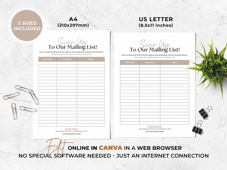 Printable Email List Template Canva, Editable Small Business Mailing ...