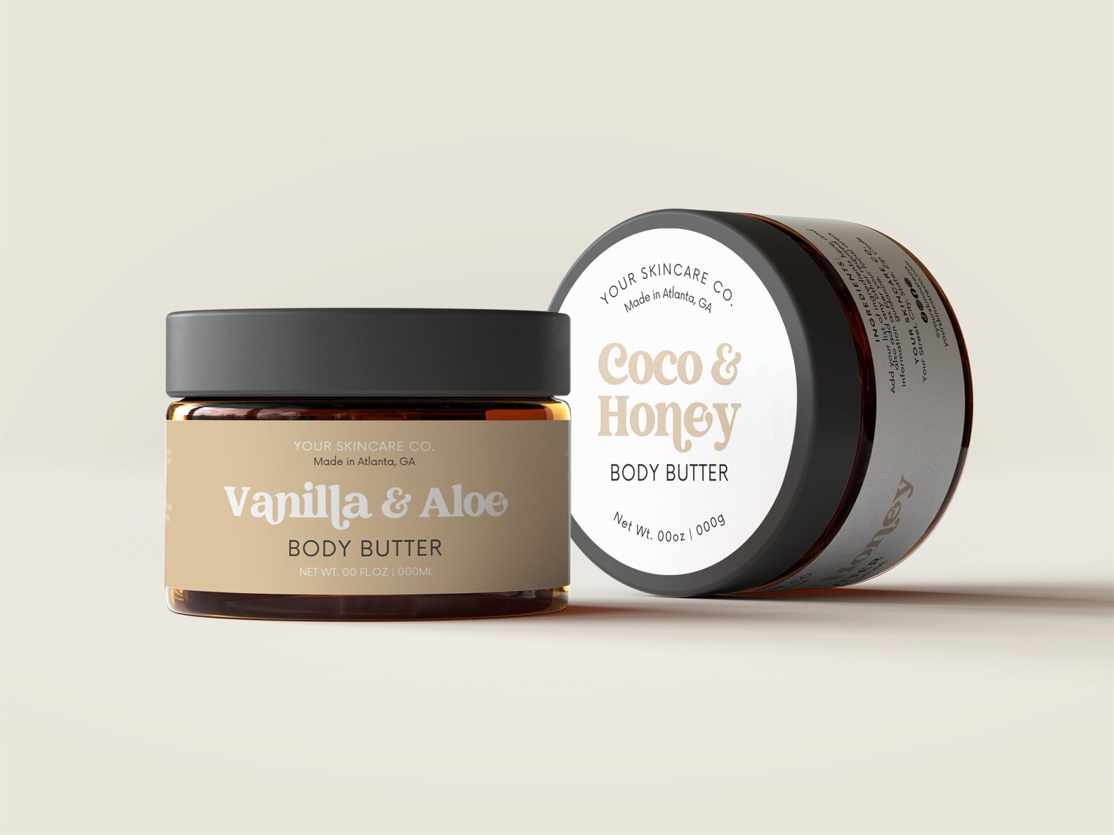 Editable Body Butter Jar Label Template, Modern Product Skincare Label ...