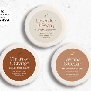Editable Round Soap Label Template Canva Boho Soap Label - Etsy UK