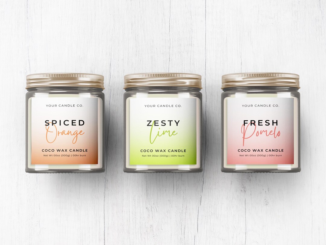 Editable Candle Label Template: Bright Modern Design With Script Text ...