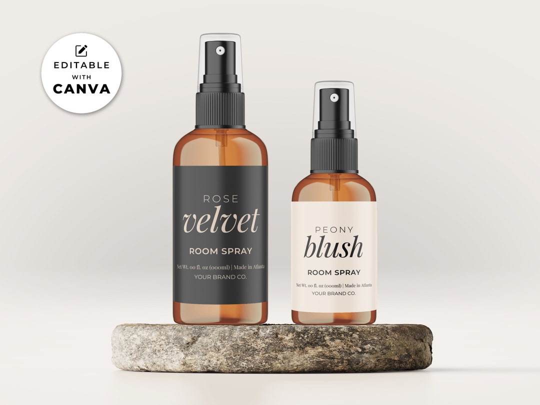 Editable Room Spray Label Template Canva, Linen Spray Bottle Label ...