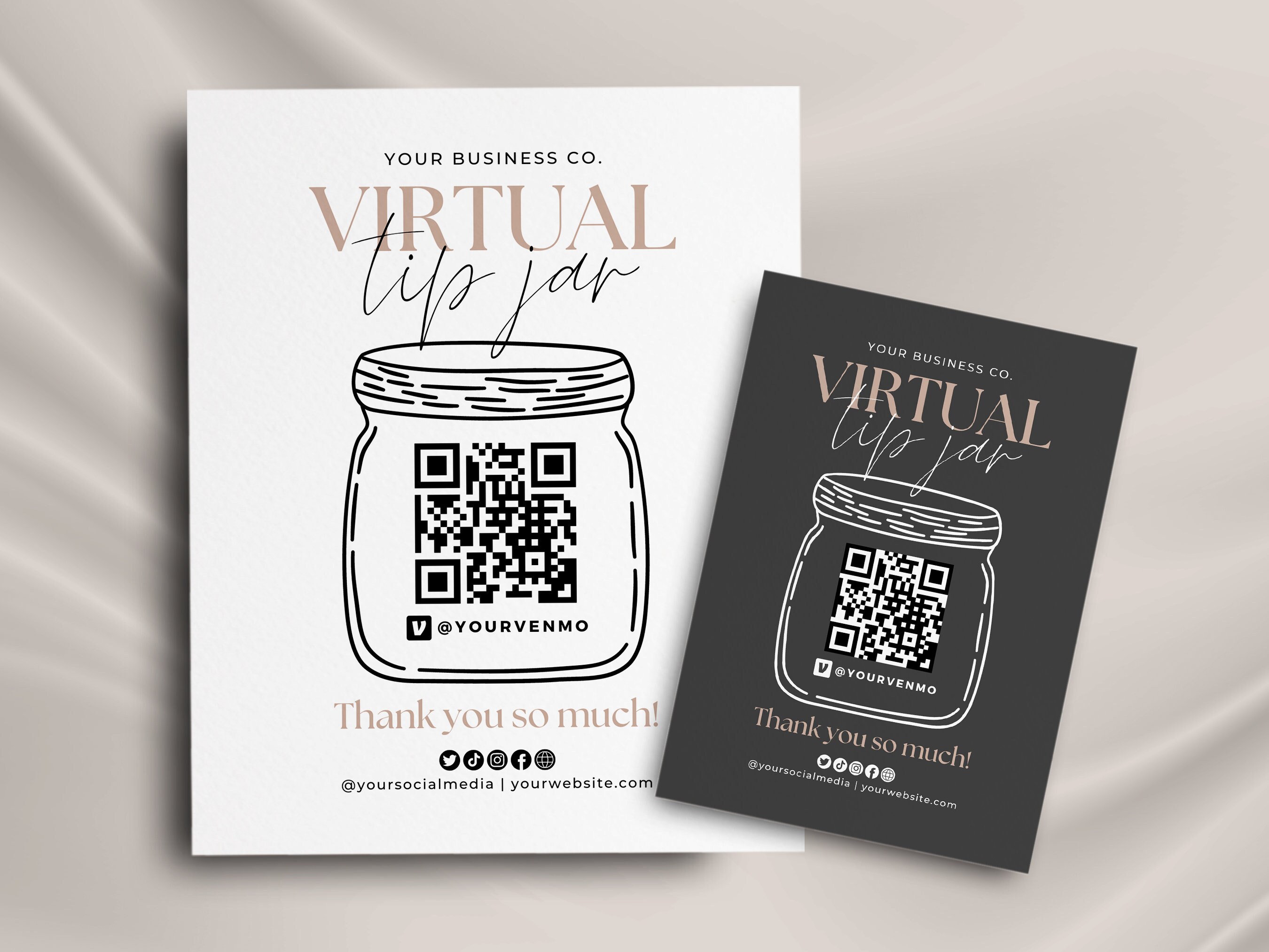 Printable Virtual Tip Jar QR Code Sign, Venmo Accepted Salon, Small ...