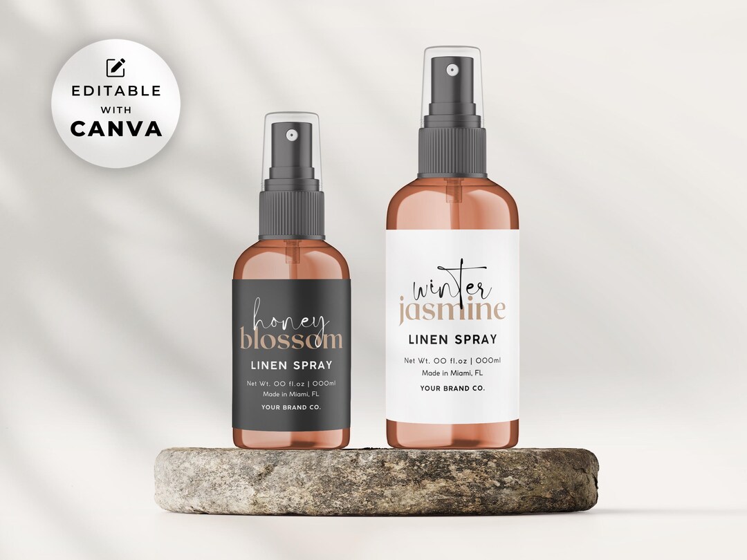 Editable Room Spray Label Template Canva, Linen Spray Bottle Label ...