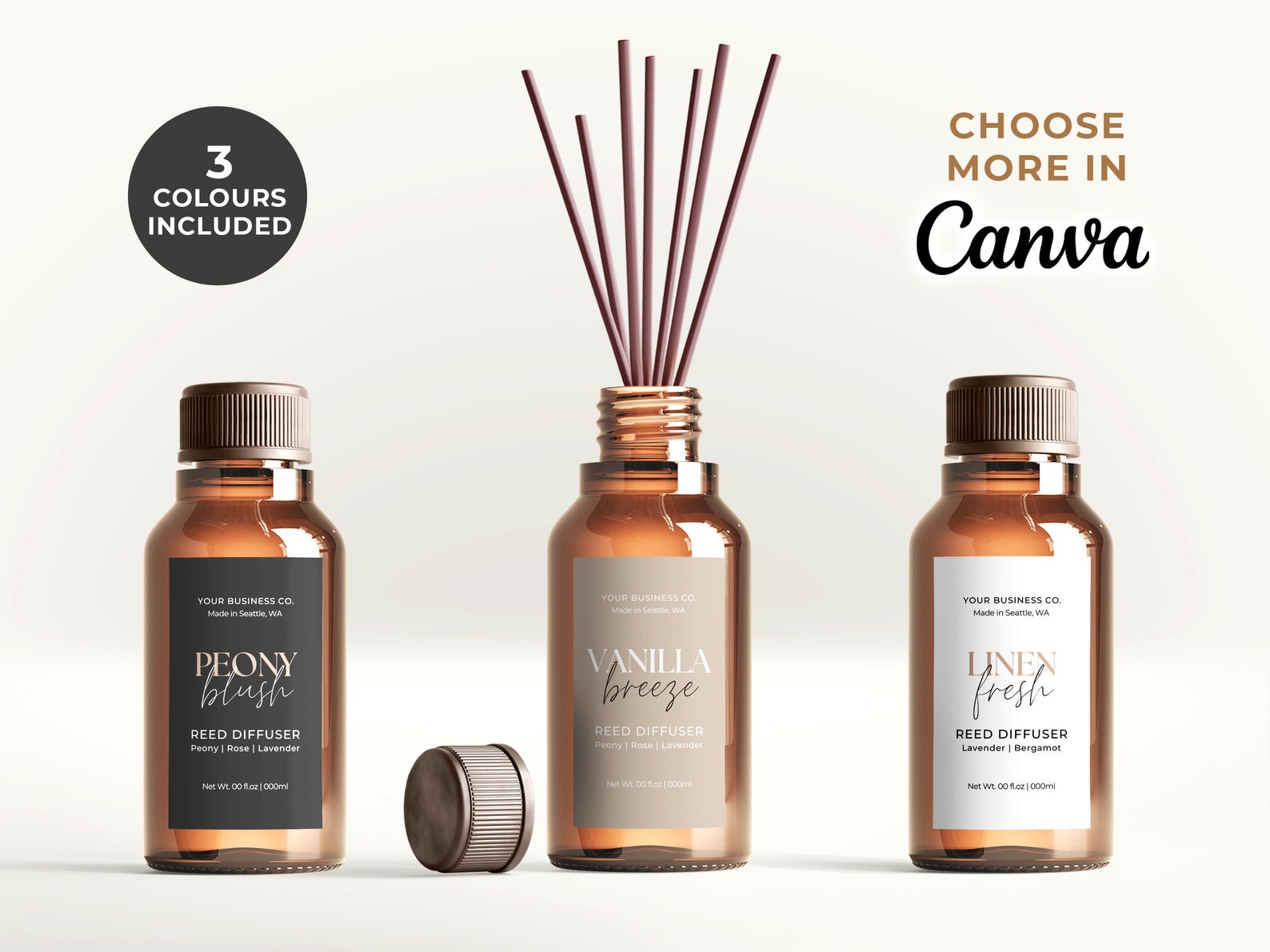 Reed Diffuser Bottle Label Template Canva, Editable Room Fragrance Bottle Label Design ...