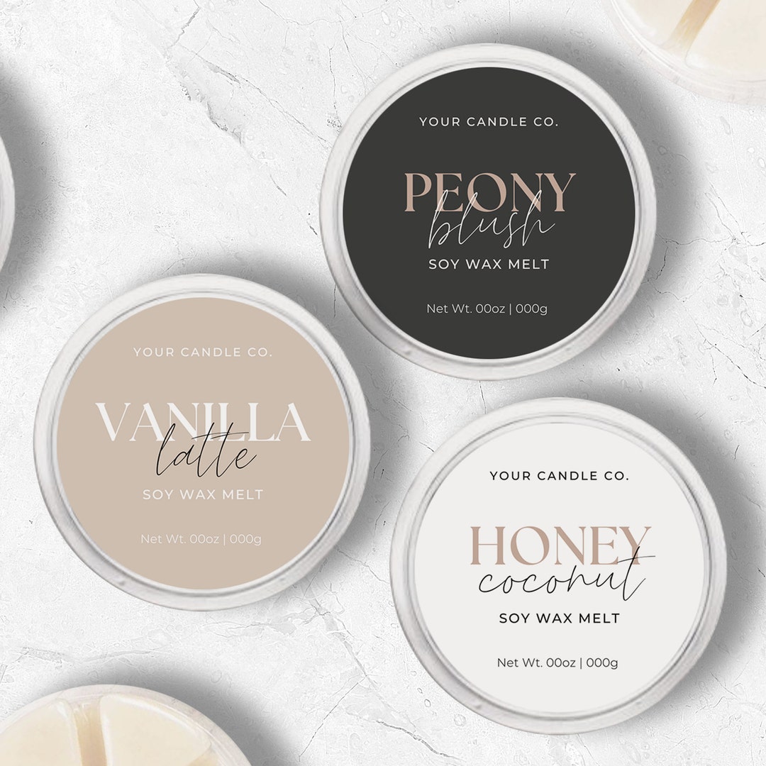 Round Wax Melt Label Template Editable Canva, Custom Wax Melt Label ...