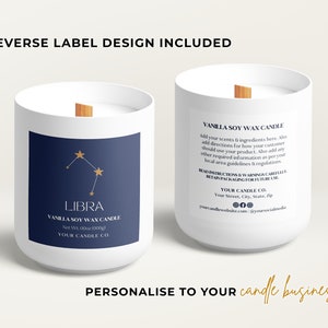 Printable Zodiac Candle Labels Template Canva, Horoscope Candle Label ...