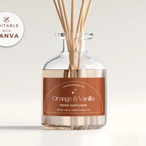 Reed Diffuser Bottle Label Template Canva, Editable Boho Room Diffuser ...