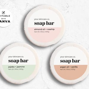 Printable Round Soap Label Template Canva, Editable Modern Soap Label ...