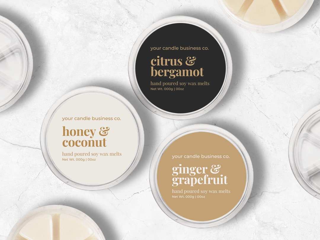 Round Wax Melt Label Template Canva, Editable Custom Wax Melt Label ...