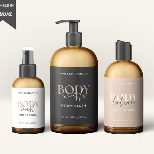Minimalist Body Product Labels EDITABLE Cosmetic Labels - Etsy