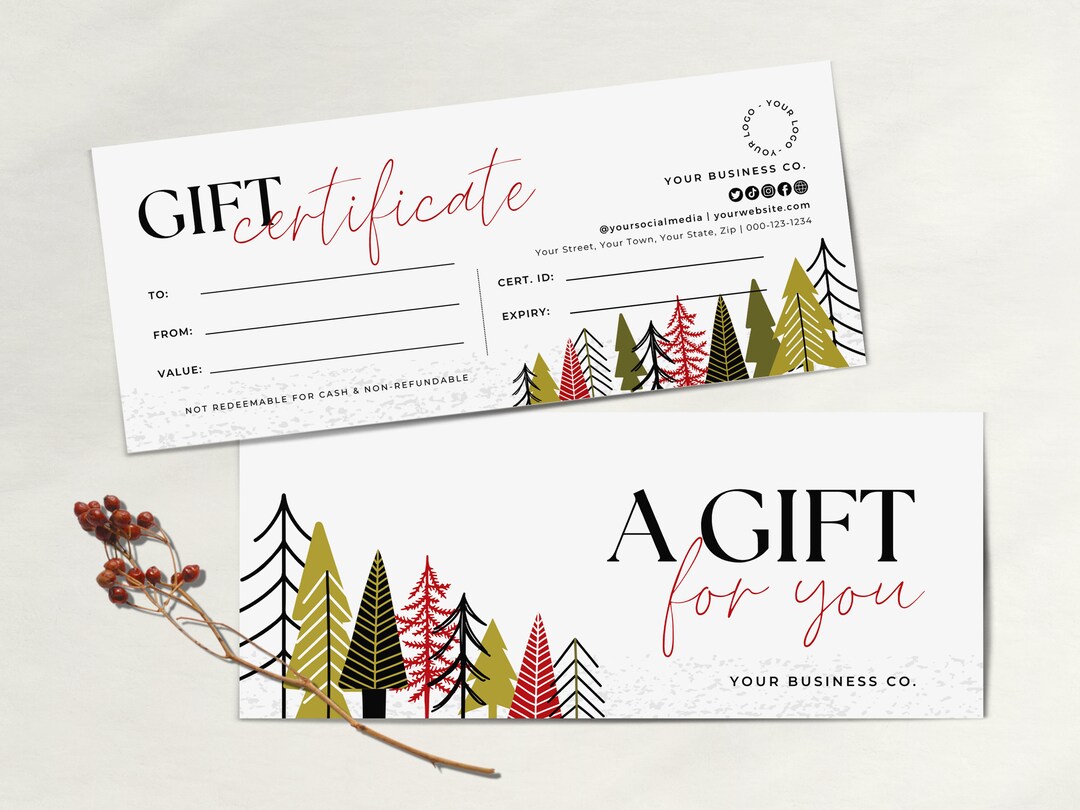 Editable Christmas Gift Certificate Template Canva, Printable DIY Gift ...