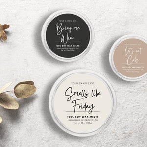 Round Wax Melt Label Template Canva, Editable Custom Wax Melt Label ...