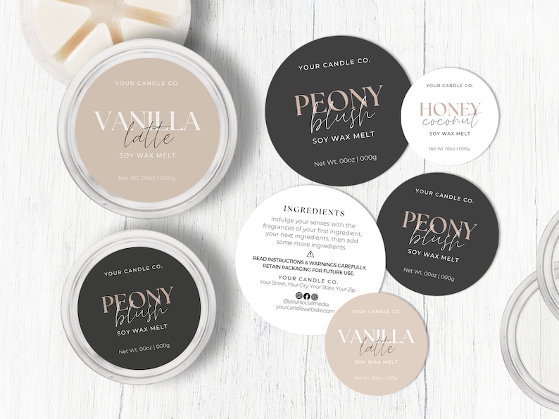 Round Wax Melt Label Template Editable Canva Custom Wax Melt - Etsy