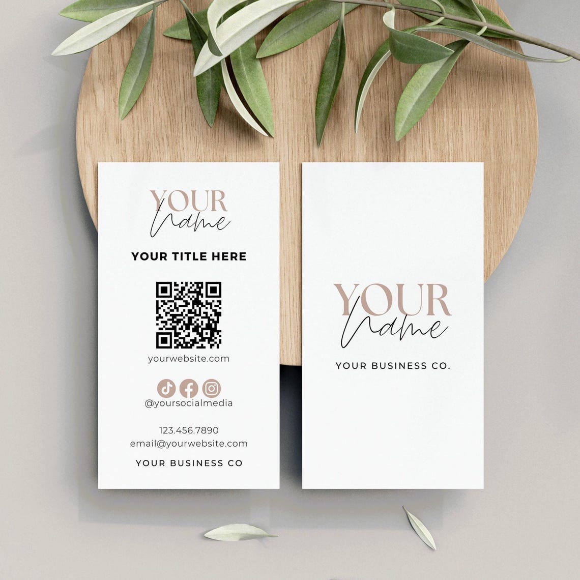 Vertical Business Card Template QR Code Canva, Printable Elegant ...
