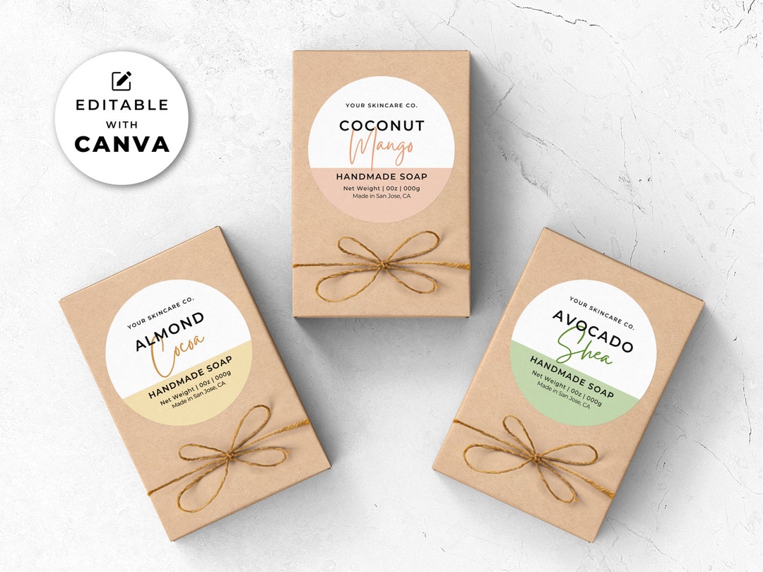 Editable Round Soap Label Template Canva Modern Soap Label - Etsy Australia