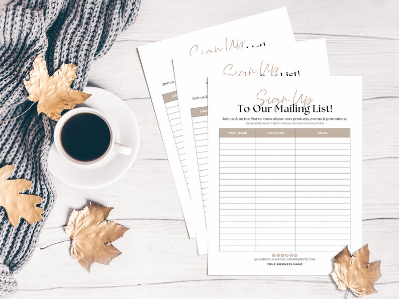 Printable Email List Template Canva, Editable Small Business Mailing ...