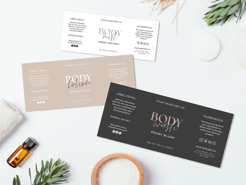 Editable Body Product Label Template Skincare Label Template - Etsy UK