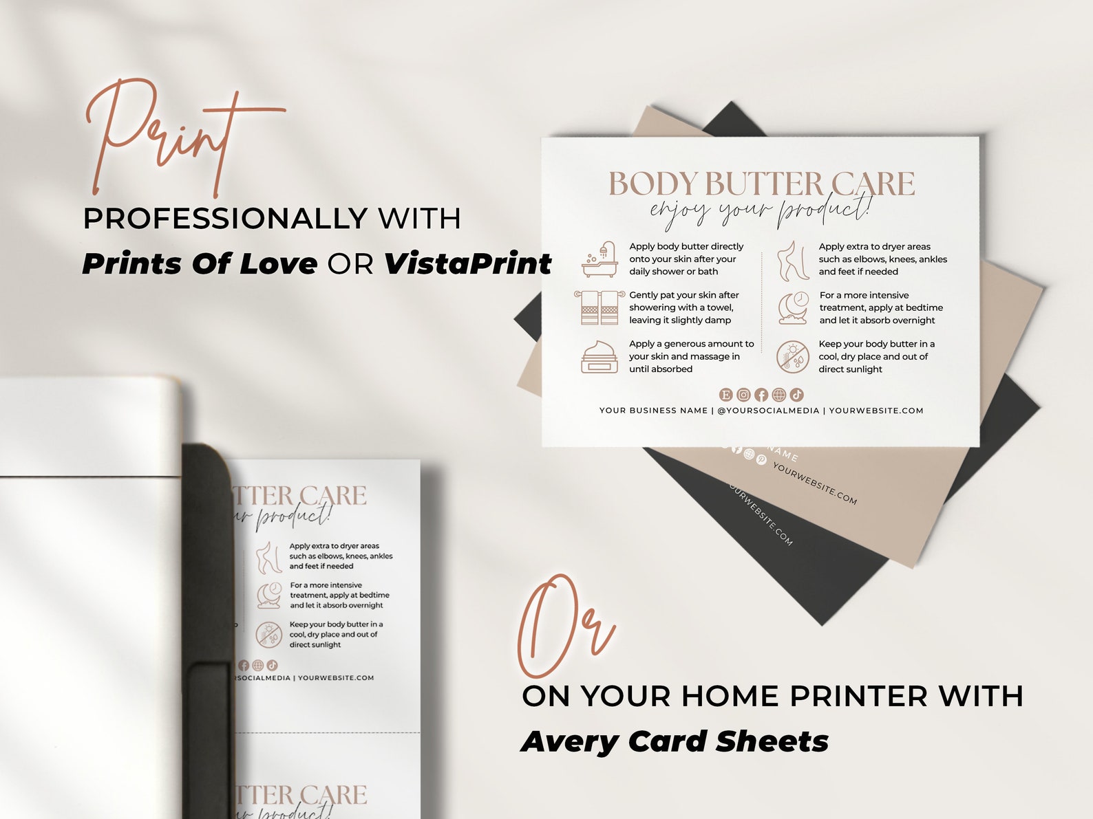 Body Butter Care Card Template Canva, Printable Body Souffle Care ...