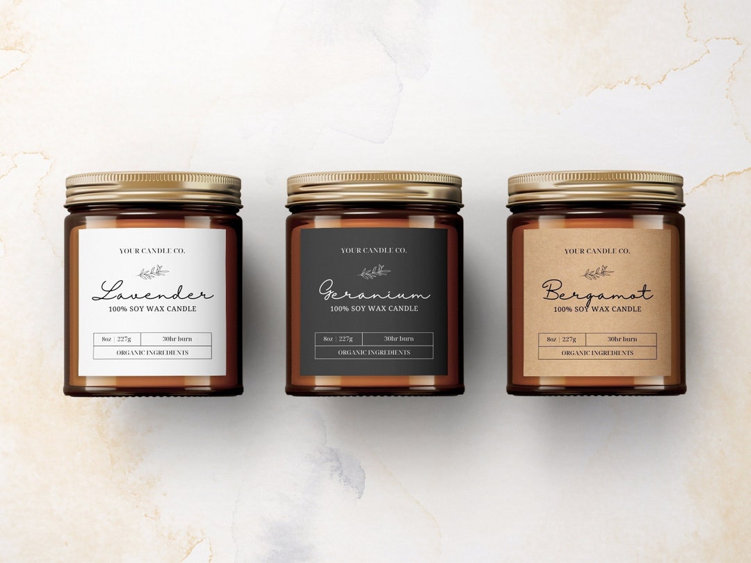 Printable Candle Labels Template, Rustic Candle Label Design, Custom ...