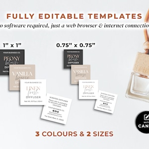 Car Diffuser Label Template Canva, Editable Hanging Diffuser Label ...