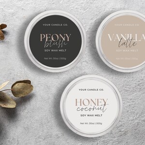 Round Wax Melt Label Template Editable Canva, Custom Wax Melt Label ...