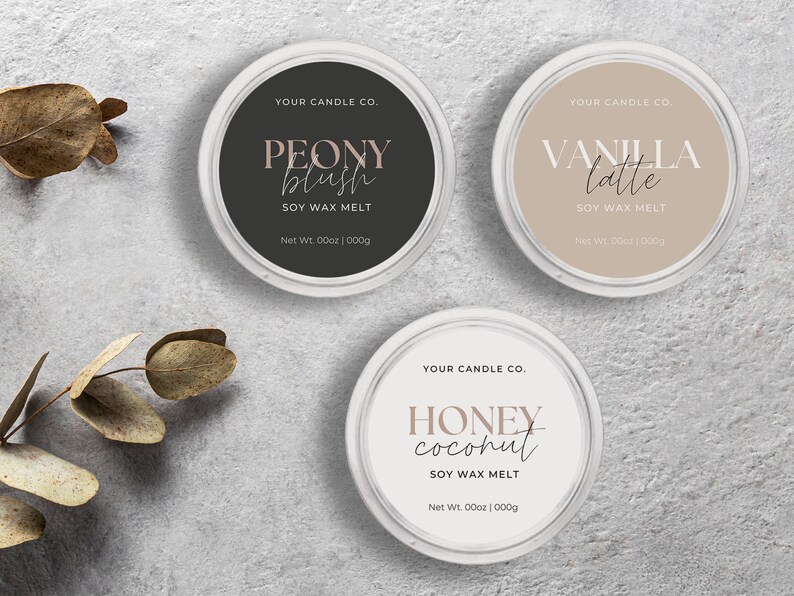 Round Wax Melt Label Template Editable Canva Custom Wax Melt - Etsy