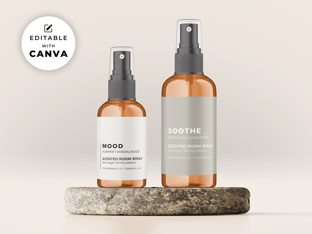 Editable Room Spray Label Template Canva, Linen Spray Bottle Label ...