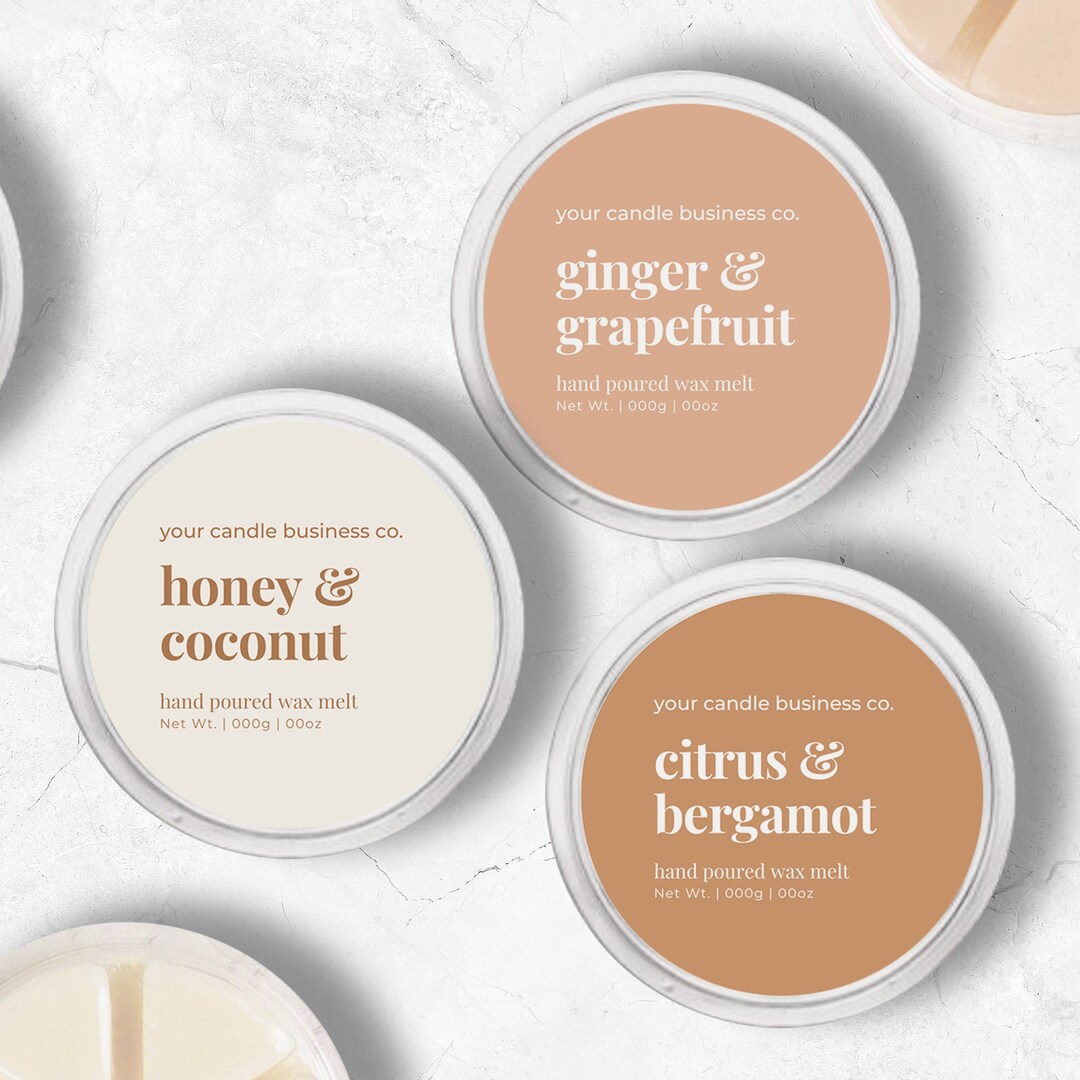 Round Wax Melt Label Template Canva, Editable Custom Wax Melt Label ...