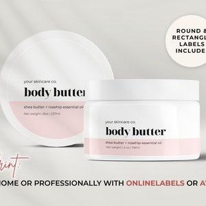 Printable Body Butter Label Template Canva, Editable Cosmetic Body ...