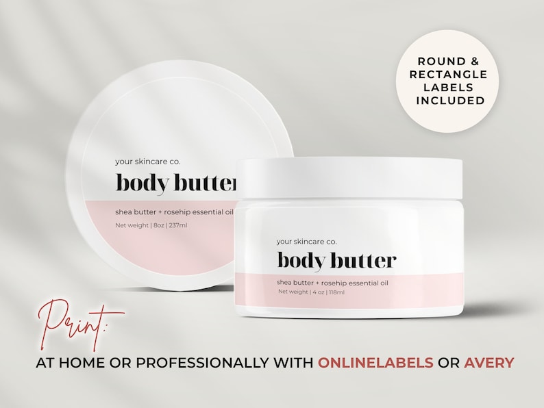 Printable Body Butter Label Template Canva, Editable Cosmetic Body ...