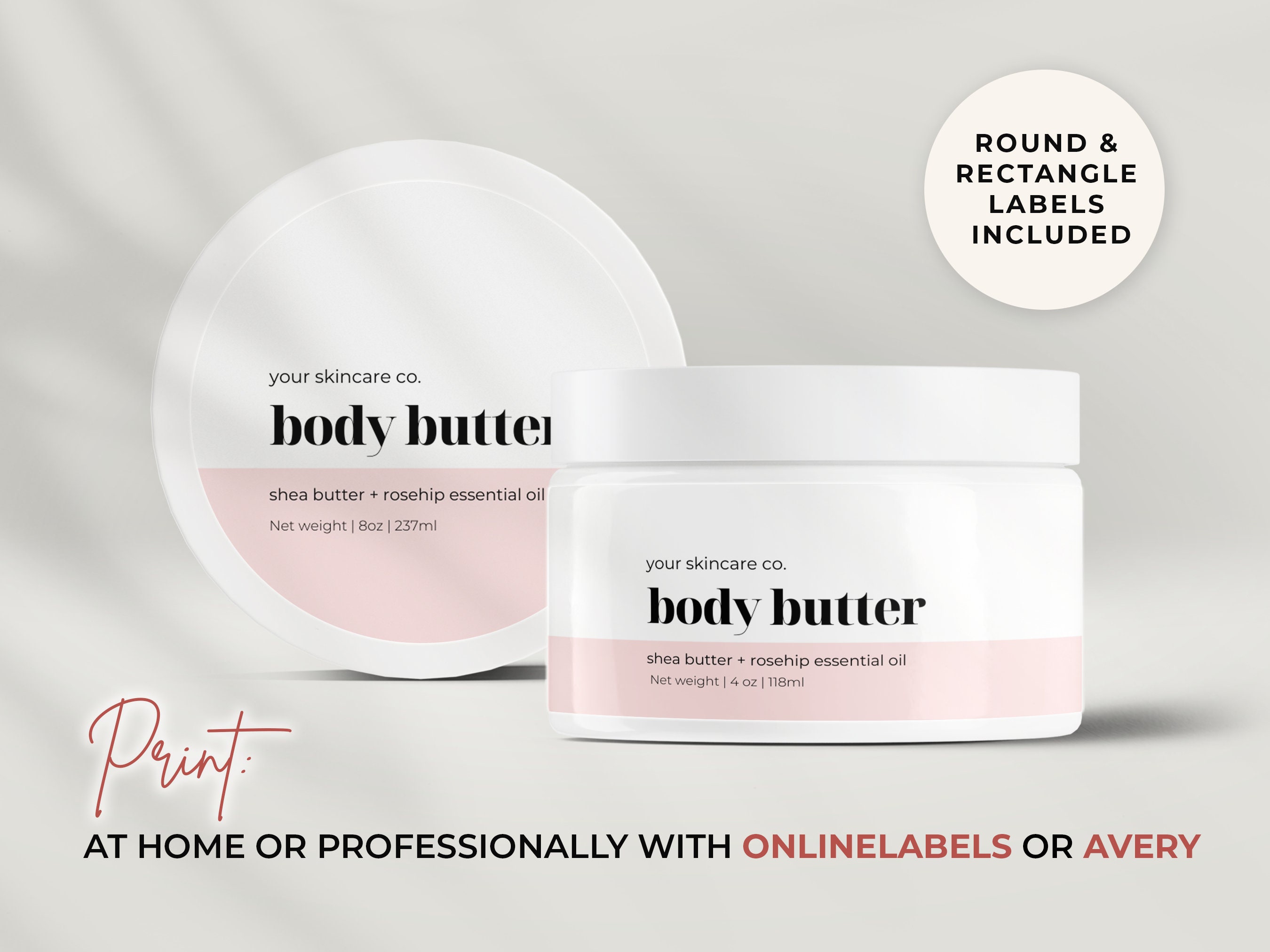 Printable Body Butter Label Template Canva, Editable Cosmetic Body ...
