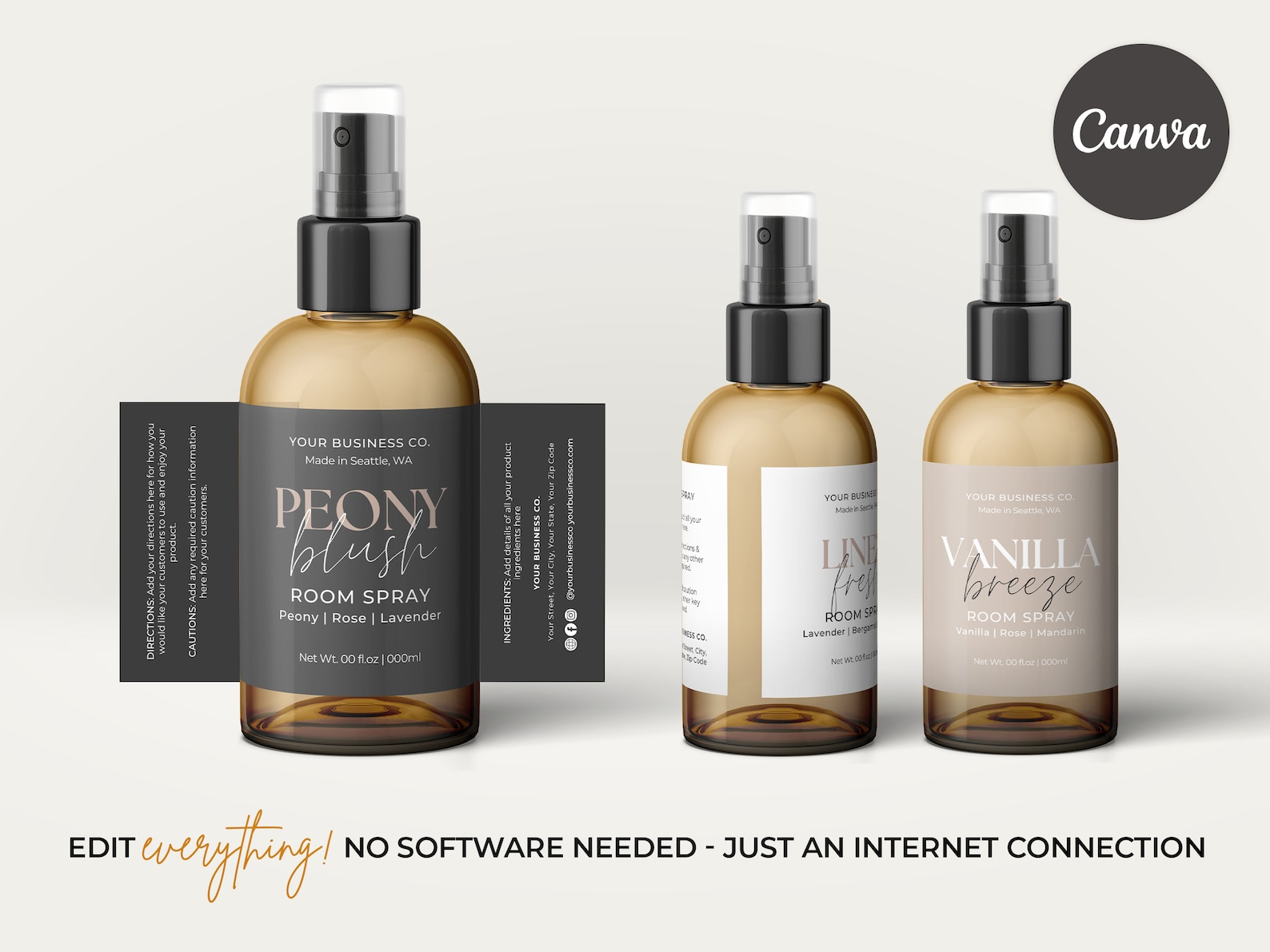 Editable Room Spray Label Template Canva Linen Spray Bottle - Etsy ...