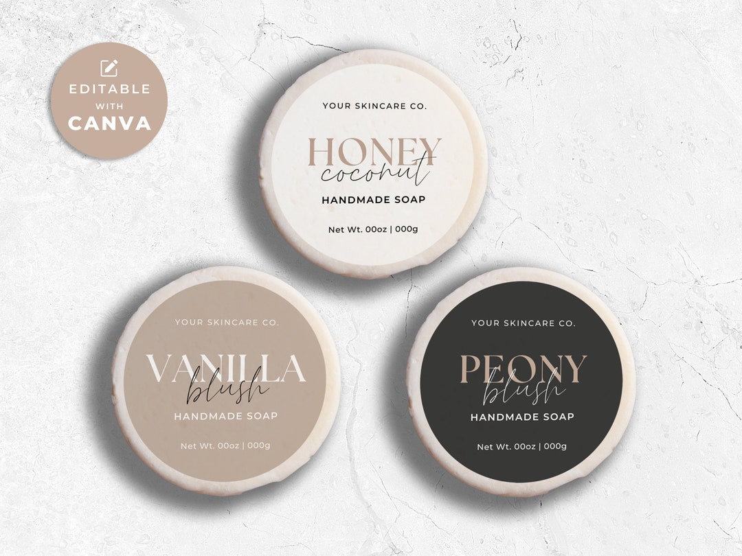 Editable Round Soap Label Template Canva Modern Soap Label - Etsy UK