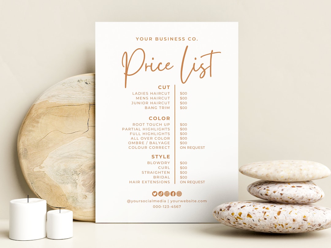 Price List Template Small Business Canva, Editable Spa Beauty Salon ...