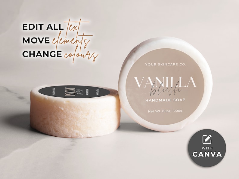Editable Round Soap Label Template Canva, Modern Soap Label Design ...