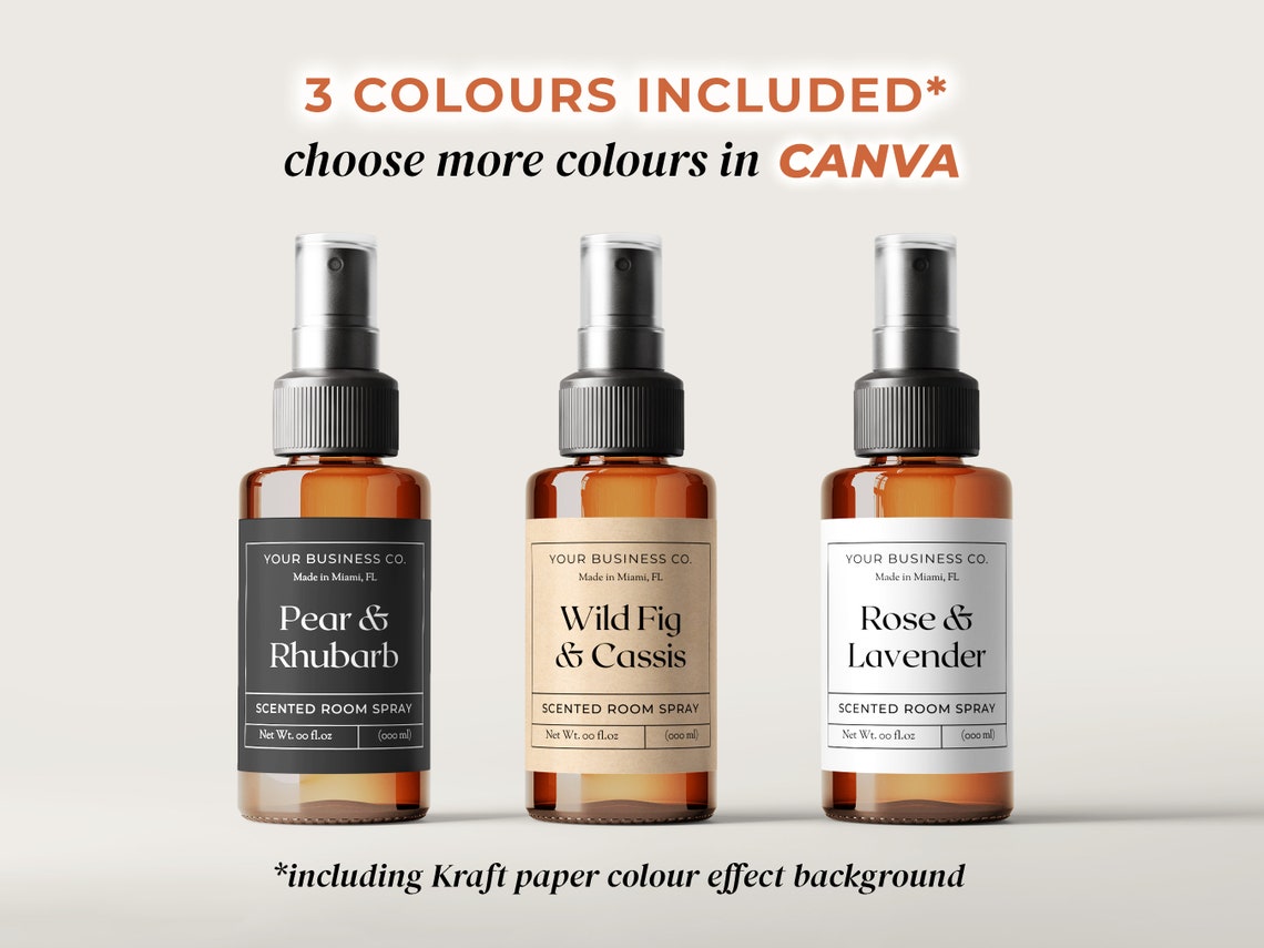Editable Room Spray Label Template Canva, Printable Rustic Linen Spray ...