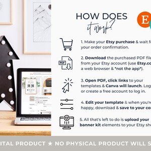 Etsy Shop Cover Banner Kit Canva, Editable Boho Etsy Store Branding Set ...