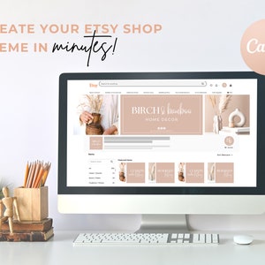 Etsy Shop Cover Banner Kit Canva, Editable Boho Etsy Store Branding Set ...