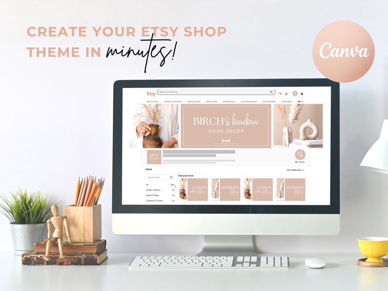 Etsy Shop Kit Template Canva, Editable Boho Etsy Store Banner Branding ...